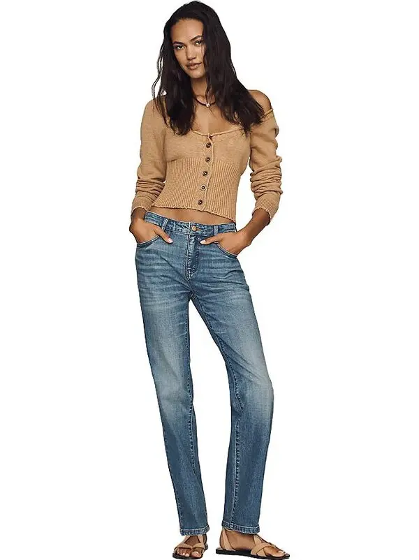 PILCRO Mid-rise Relaxed Straight-leg Jeans - Medium Denim