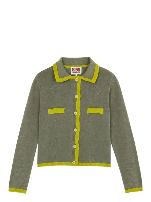 Mind Traveler Pistachio Trim Knit Cardigan - Green