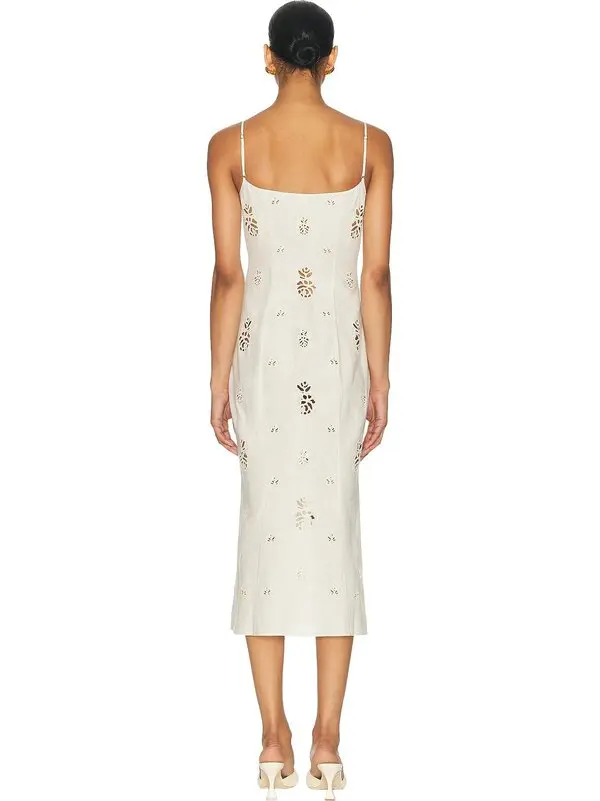 MIRROR PALAIS Regina Eyelet Linen Dress - Leite