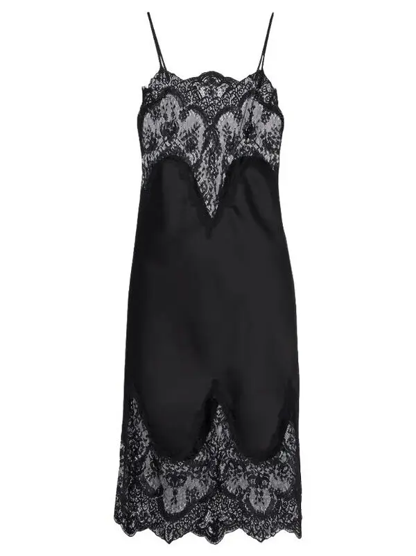 Norma Kamali Bias Slip Dress With Lace - Black