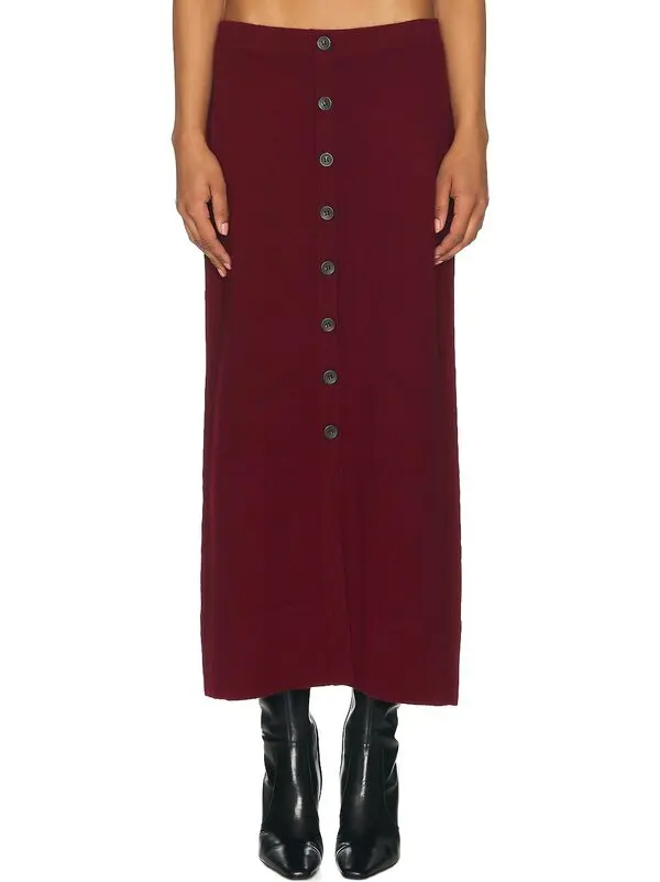 Altuzarra Callahan Cashmere Button Front Midi Skirt - Grenache
