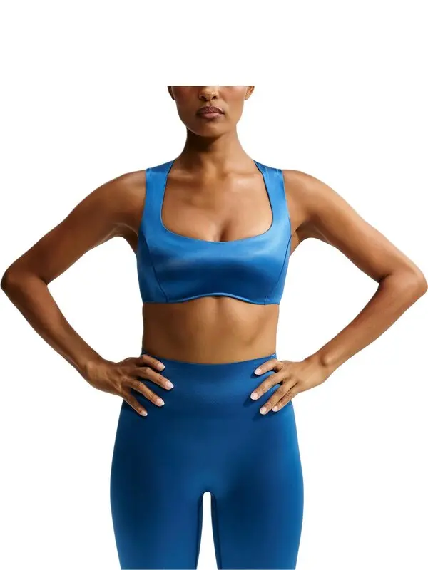 Nike Skims Satin Shine Open-scoop Bra - Cobalt
