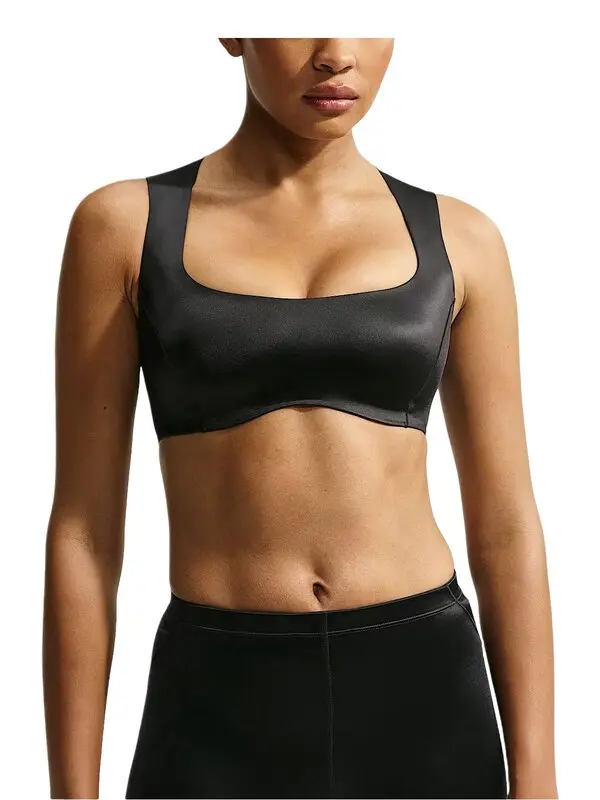 Nike Skims Satin Shine Open-scoop Bra - Obsidian