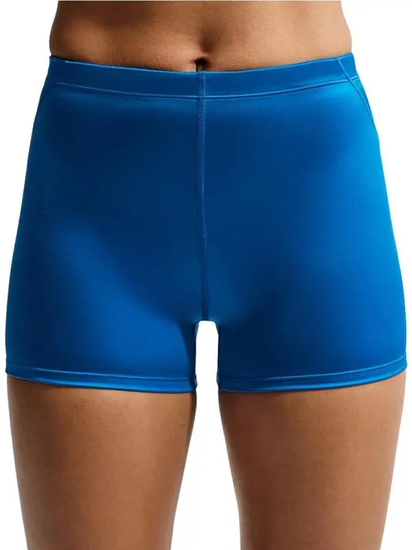 Nike Skims Satin Shine Mid-rise 2 Boyshorts With Drawcord - Cobalt
