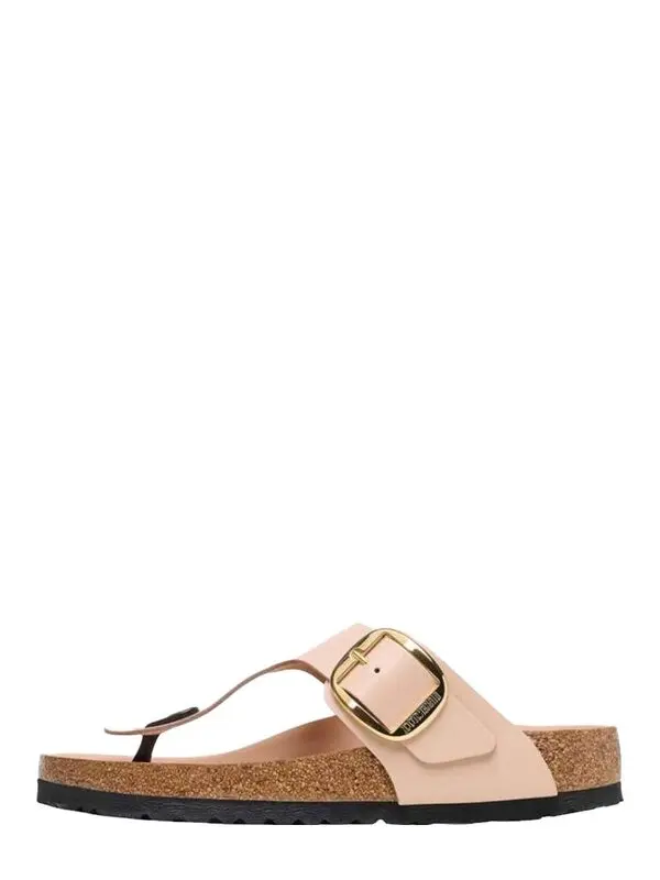 BIRKENSTOCK Gizeh Big Buckle Natural Leather Patent Sandals - Beige