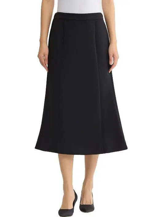 Ming Wang A-line Stretch Deco Crepe Maxi Skirt - Black