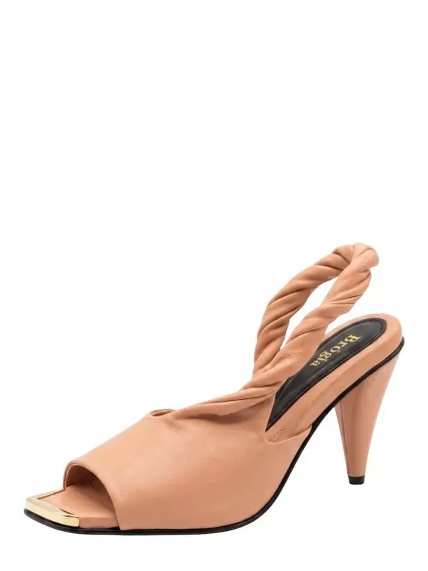 BRÓG Orla Twisted Strap Slingback Cone Heel - Dusty Pink