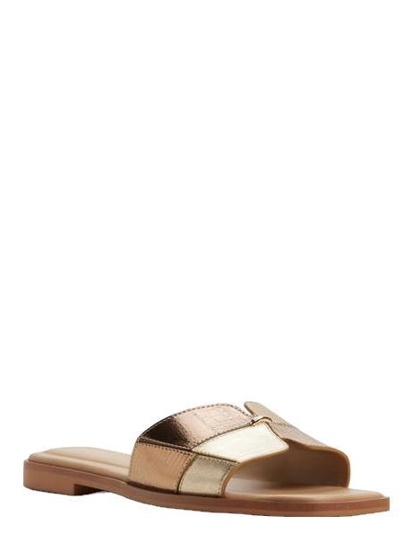 Aldo Itsandalmix Leather Slide Sandal - Gold