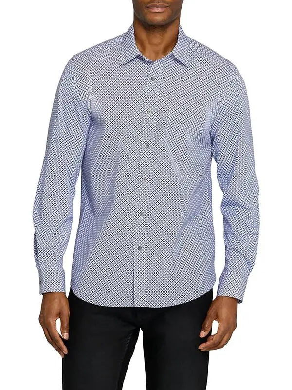 W.R.K Diamond Dot Button Up Shirt - Navy