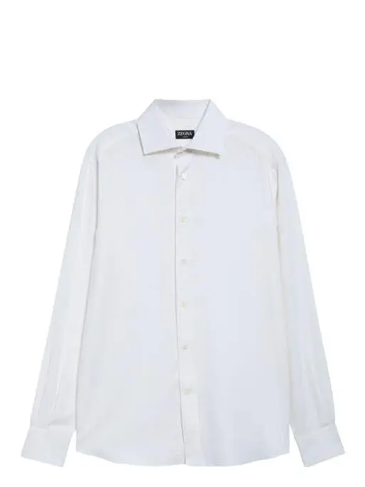 Zegna Cashco Cashmere & Cotton Button-up Shirt - White
