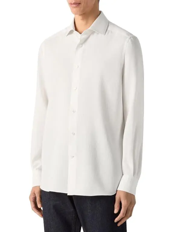 Zegna Cashco Cashmere & Cotton Button-up Shirt - White