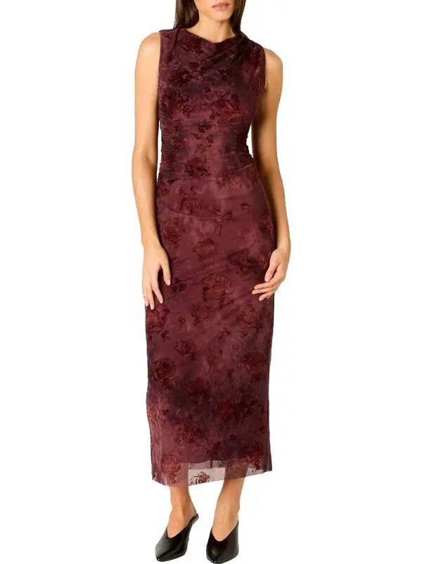 NIA Reese Sleeveless Floral Maxi Dress - Berry