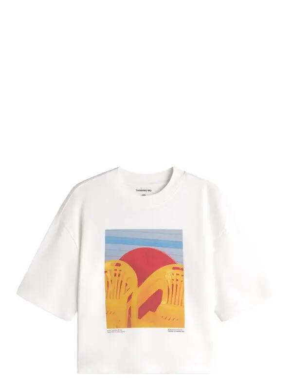 THINKING MU Yosigo Lena Oversize T-shirt With Graphic Print - White