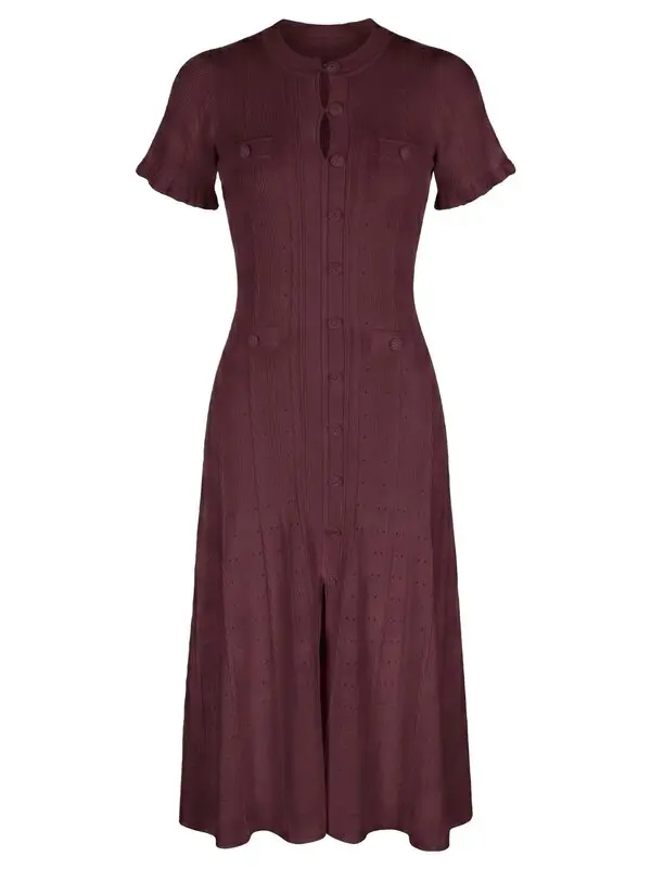 MODENAIRE Textured Knit Midi Dress Clean Silhouette - Red