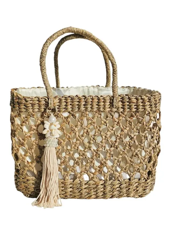 OHSUN Nessa Tassel Tote - White