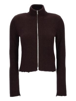 MAISON MARGIELA Zip-up Ribbed Jacket - Ciocolat