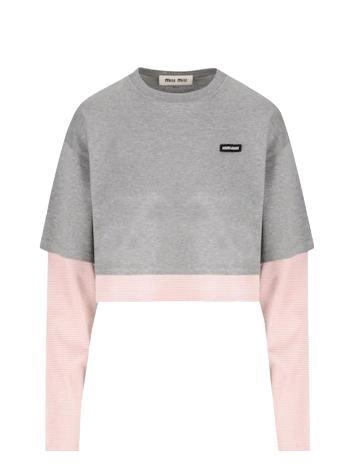 Miu Miu Layered Crewneck Sweatshirt - Grigio/begonia