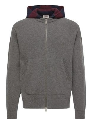 Moncler Hooded Knit Cardigan - Gray