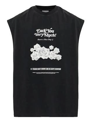 Vetements Fu Very Much Sleeveless T-shirt - Washed Black
