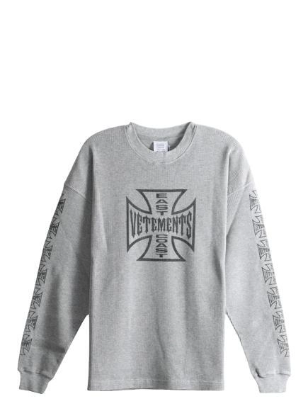 Vetements Big Biker Cross Waffle Longsleeve Top - Grey