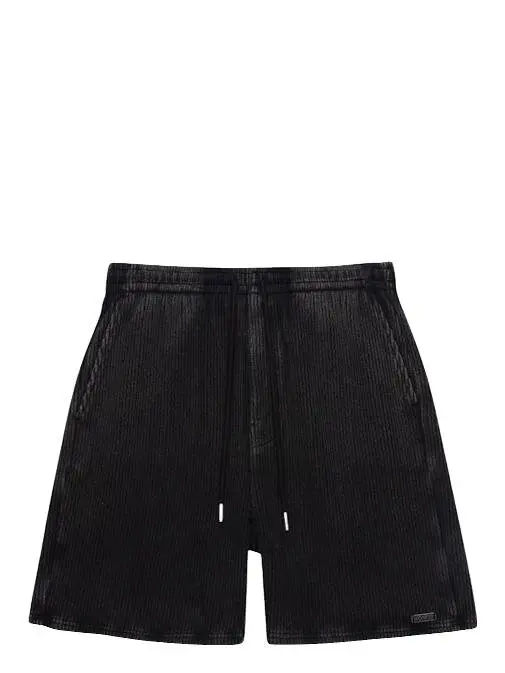 HONOR THE GIFT Rib Knit Drawcord Shorts - Black