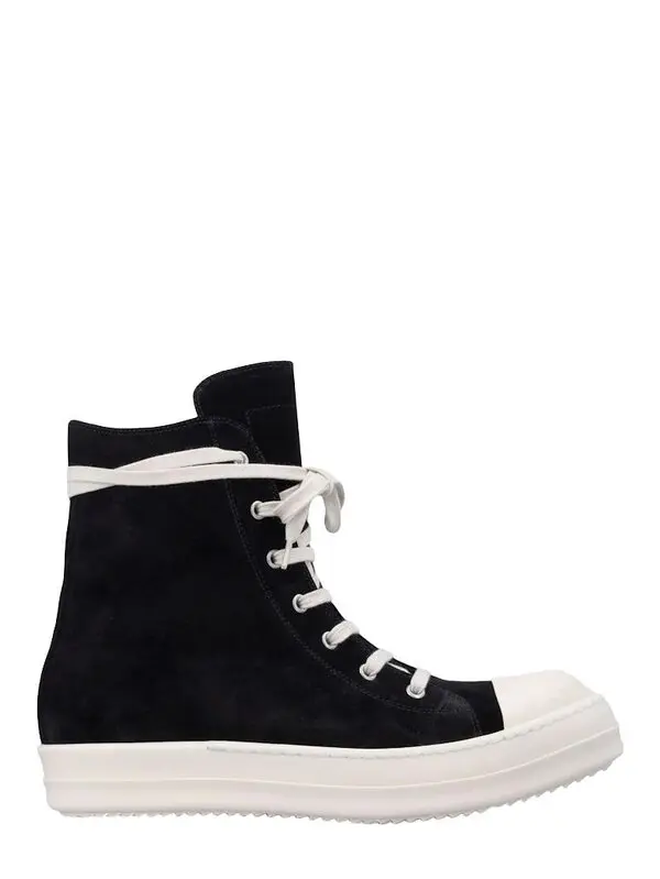 Rick Owens High Top Suede Sneakers - Black/milk