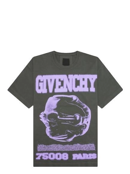 Givenchy Spray Skull Design Casual Fit T-shirt - Grey