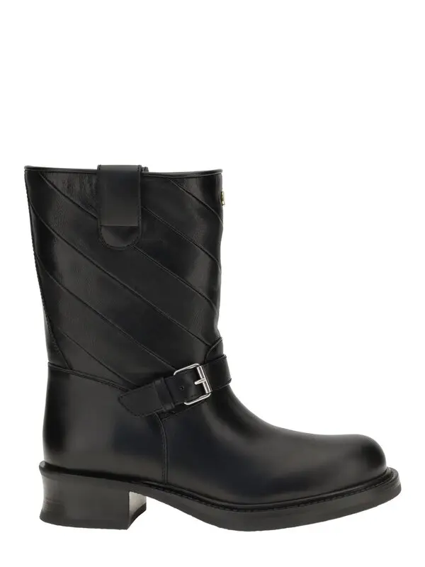 Valentino Garavani Leather Buckled Boots - Black