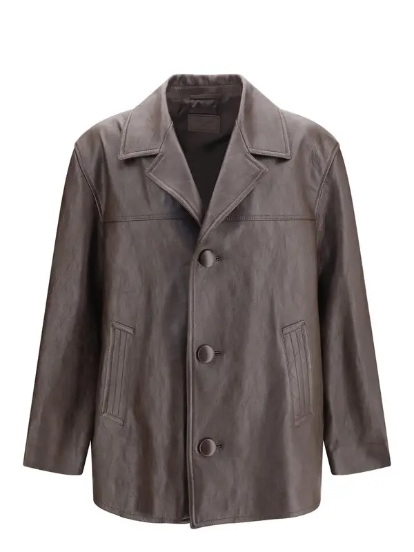 Prada Leather Caban Jacket - Brown