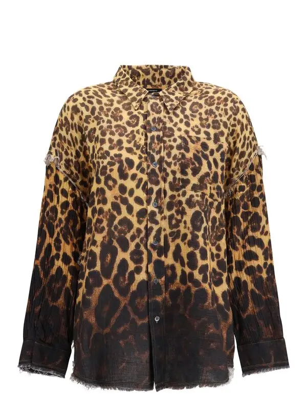 R13 Cotton Leopard Print Shirt - Brown