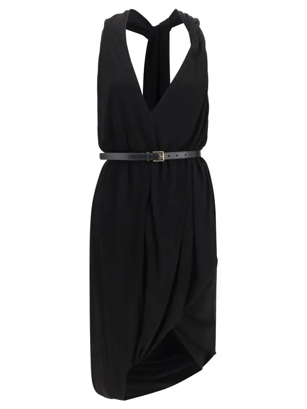 Loewe Draped Viscose Crepe Jersey Halterneck Maxi Dress - Black