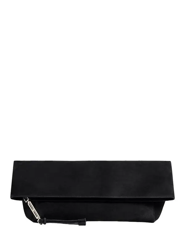 Dsquared2 Leather Fold-over Clutch With Statement Zip Pull - Black