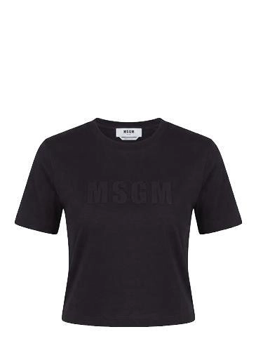MSGM Cotton T-shirt With Brand Logo - Black