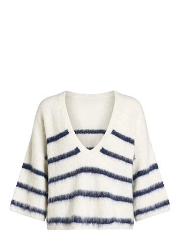 Ba&sh Striped Alpaca Wool Blend Sweater - White