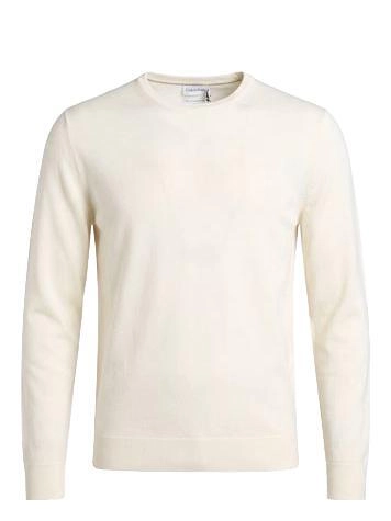 Calvin Klein Wool Embroidered Logo Crewneck Sweater - White