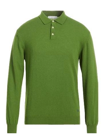 MANUEL RITZ Wool Knit Polo Shirt With Embroidered Logo - Green