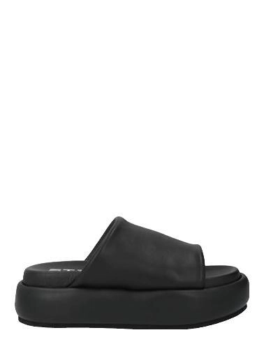 STRATEGIA Leather Slide Sandals - Black