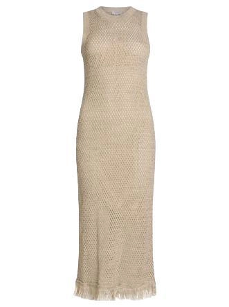 Peserico Linen Cotton Open-knit Midi Dress - Beige