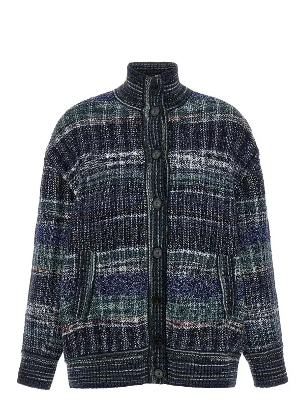 Missoni Check Wool Blend Cardigan - Blue
