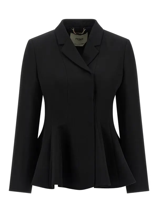 Fendi Grain De Poudre Blazer Jacket - Black