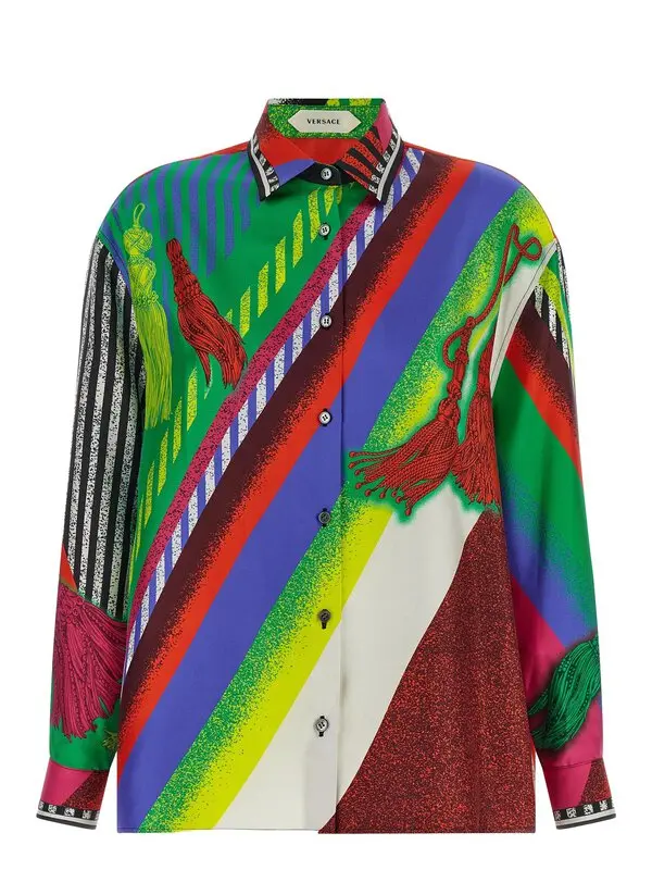 Versace Formula 6" Silk Twill Print Shirt - Multicolor