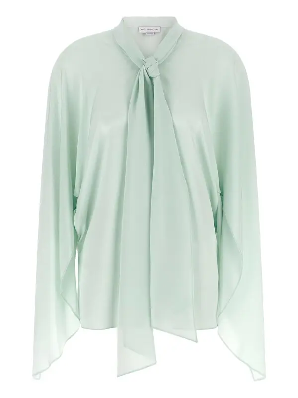 Stella McCartney Lavallière Collar Silk Shirt - Green