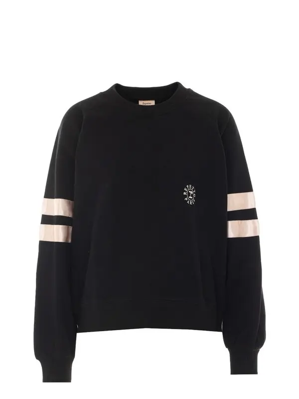 Repetto Signature Oversized Sweatshirt With Striped Sleeves - Black