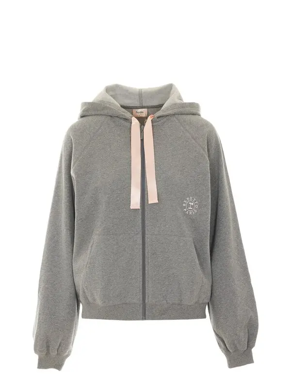 Repetto Grey Embroidered Logo Zip-up Hoodie - Gray