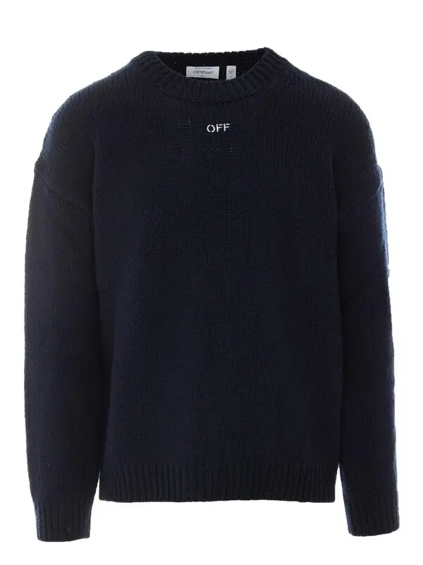 Off-White Wool Arrow Maxi Embroidery Sweater - Blue