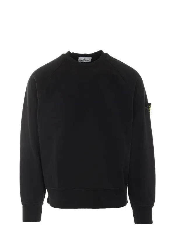 Stone Island Logo Detail Crewneck Sweatshirt - Black
