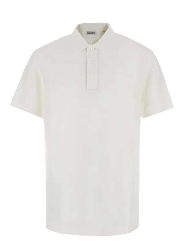 Burberry Eddie' White Polo Shirt With Classic Collar And Ekd Embroidery On The Front In Cotton For - Multicolor