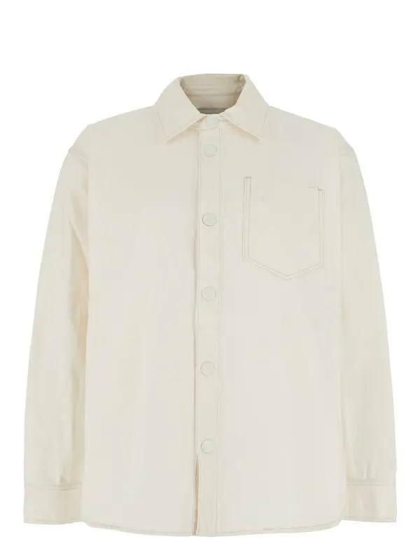 AMI Paris White Shirt With Classic Collar And Tone-on-tone Adc Embroidery On The Front In Cotton For - Multicolor