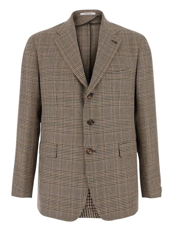 Tagliatore Single-breasted Houndstooth Wool Jacket - Multicolor
