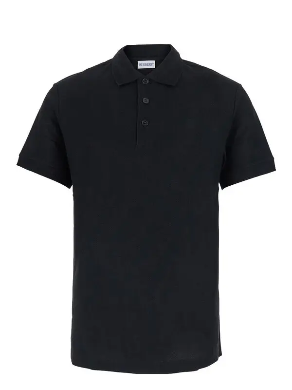 Burberry Eddie' Black Polo Shirt With Classic Collar And Ekd Embroidery On The Front In Cotton For - Multicolor